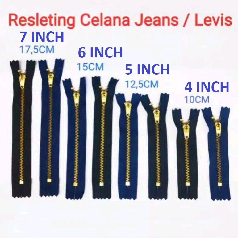 Jual Resleting Jeans - Sleting Celana Levis jean 4"/5"/6”/7” inch ...