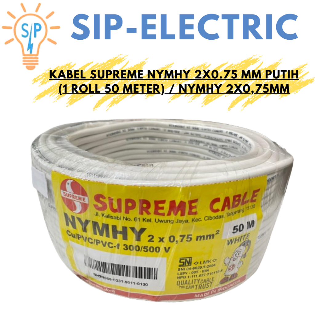 Jual Kabel Supreme Nymhy 2X0.75 Mm Putih (1 Roll 50 Meter) | Shopee Indonesia