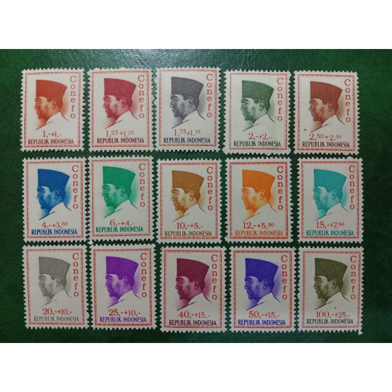 Jual Prangko Indonesia 15 Pcs Conefo presiden Soekarno tahun 1965 UN ...