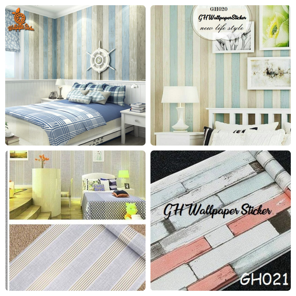Jual Wallpaper Dinding Motif Salur Wallstiker Stiker Dinding Kamar Tidur Wallpaper Ruang Tamu ...