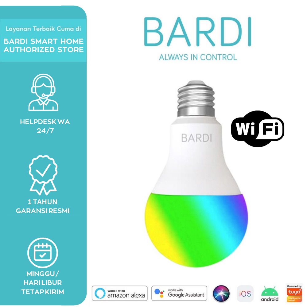 Jual BARDI Smart Bulb 12 / 9 Watt RGBWW WiFi Bluetooth Bola Lampu ...