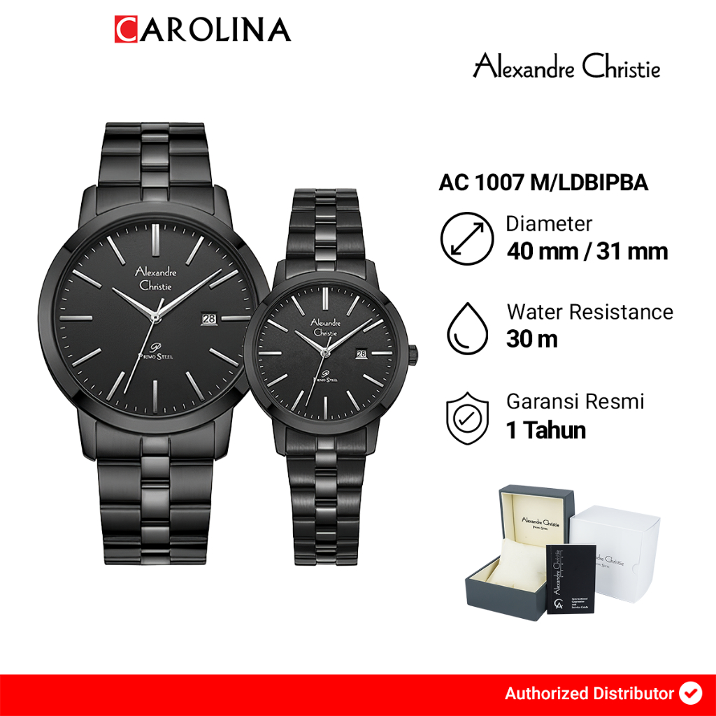 Jual Jam Tangan Couple Alexandre Christie AC 1007 M/LDBIPBA Black Dial ...