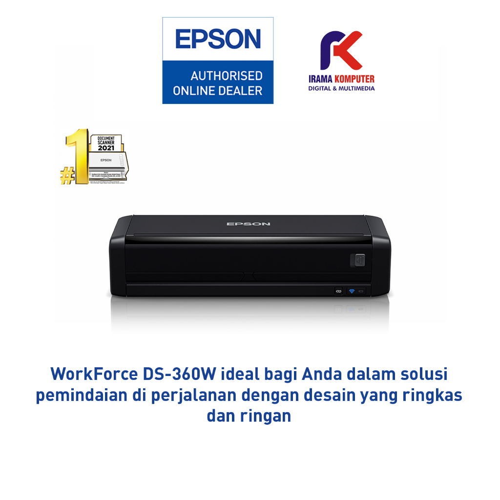 Jual EPSON Scanner Workforce DS 360W Wi-Fi Portable DS360W DS-360W ...