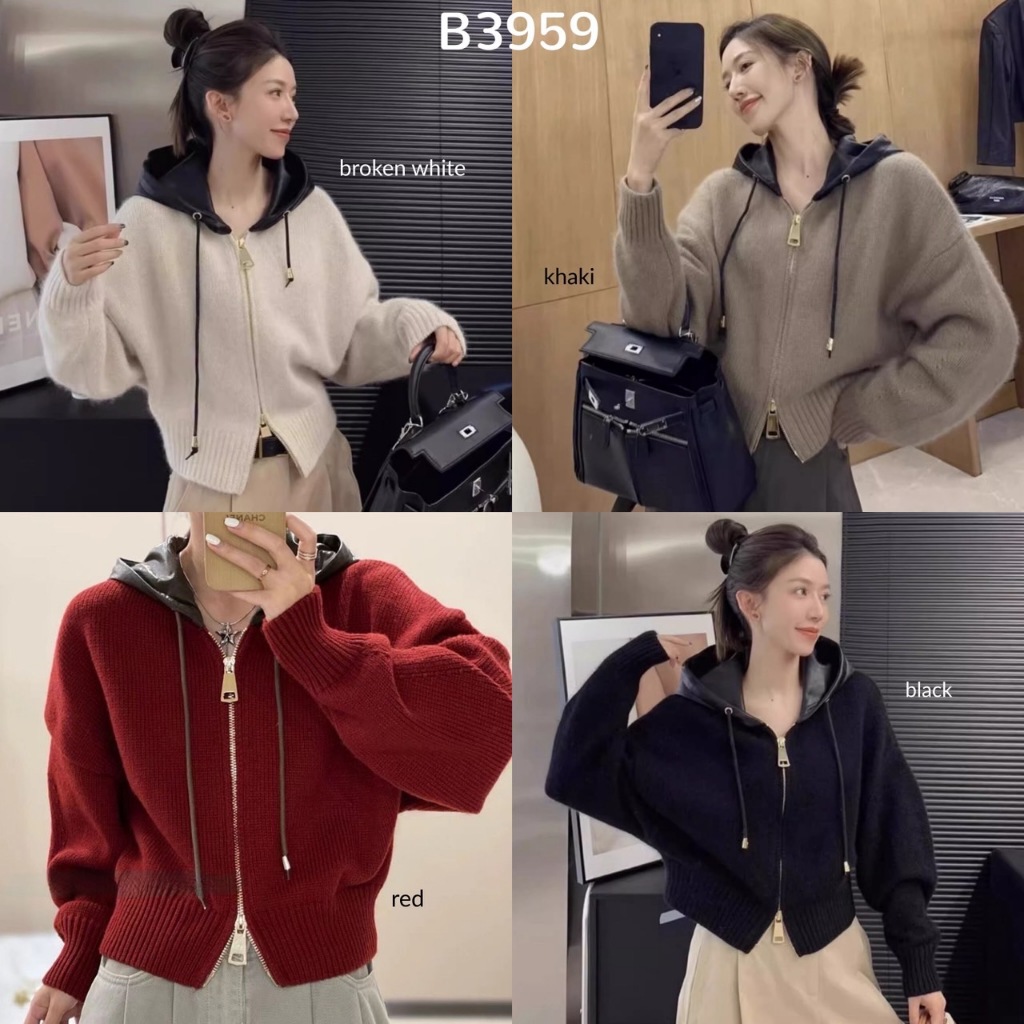 Jual [FG] Leather Hoodie Double Zip Premium Jacket B3959 | Shopee Indonesia