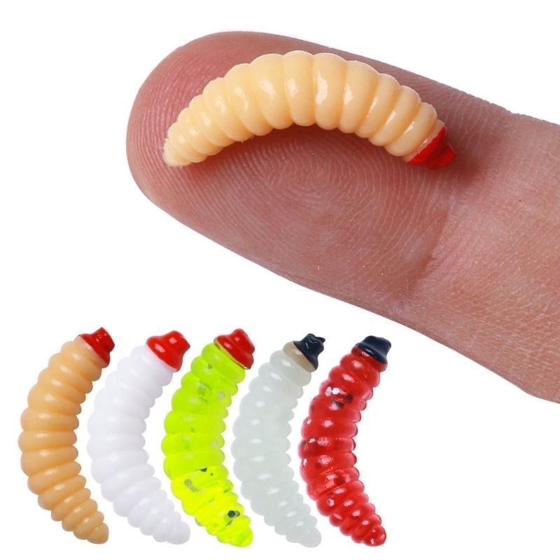 Jual umpan ulat sagu 1pack isi 50pcs umpan ulat/cacing tiruan silicone ...