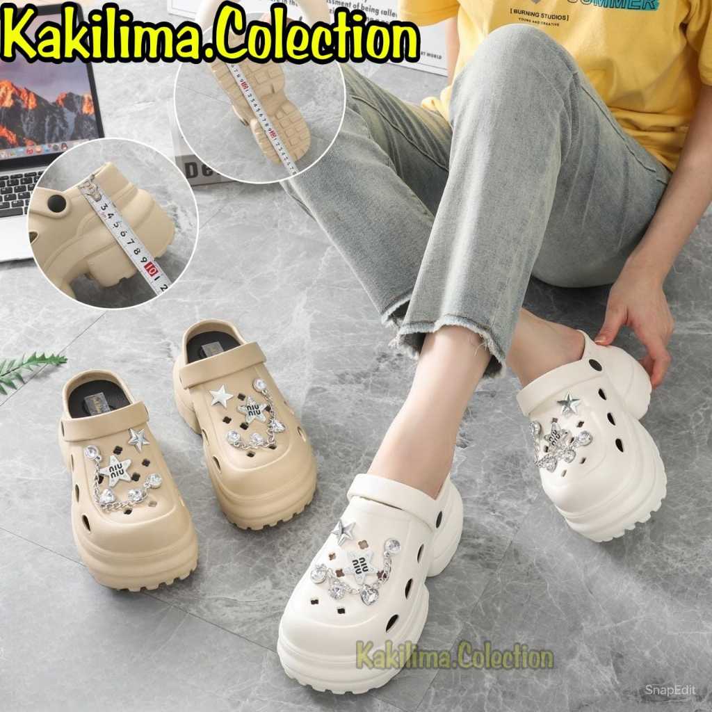 Jual Sandal baim bangkok klasik eva rubber wanita tinggi 10 cm YBL 666 ...