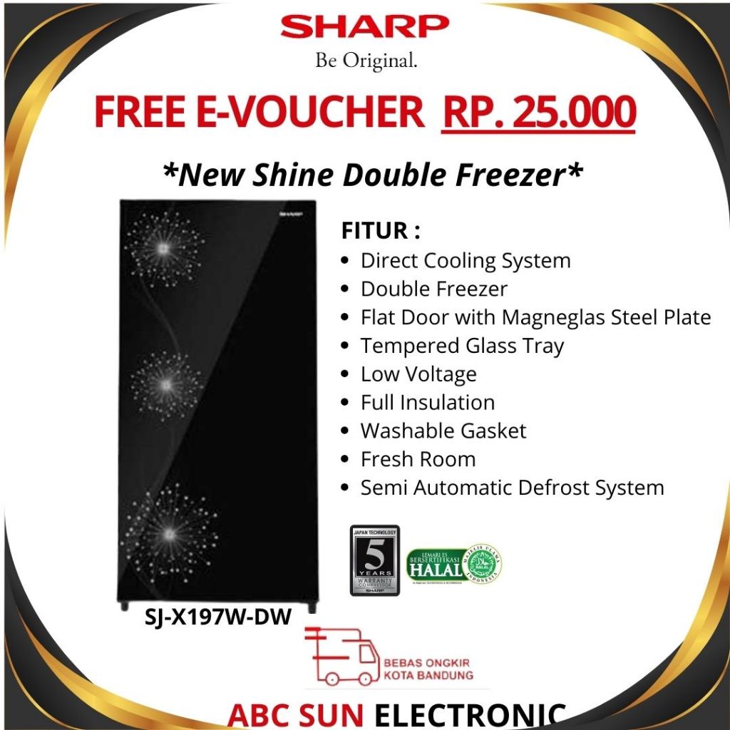 Jual Sharp SJX197WDW Lemari Es 1 Pintu Double Freezer 170 Liter ...