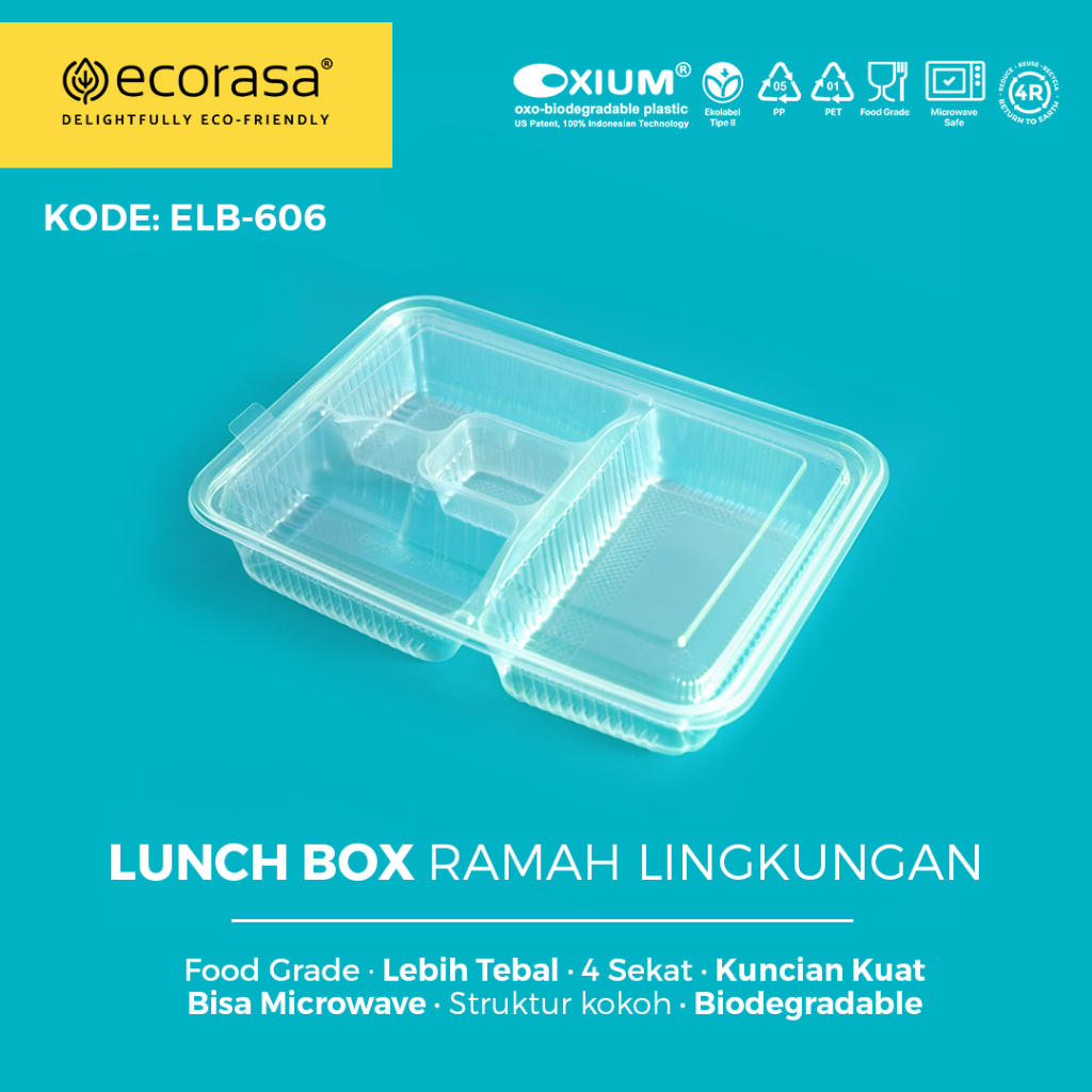 Jual Lunch Box ecorasa ramah lingkungan oxium ELB-606 (50 pcs) | Shopee ...