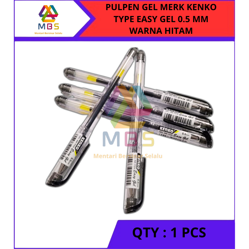Jual PULPEN HITAM MERK KENKO TYPE EASY GEL 0.5 MM BALLPOINT GEL INK PEN ...
