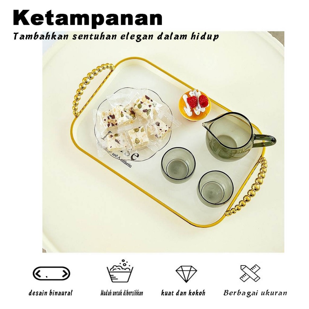 Jual Baki Estetika Multifungsi Bertatahkan Emas Deluxe Baki Dekoratif ...