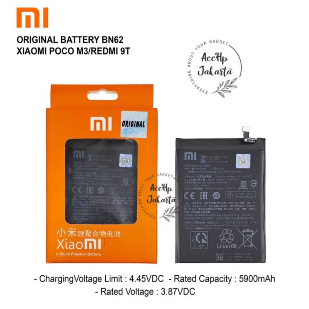 Jual Batre Baterai Xiaomi Redmi 9T / Poco m3 BN 62 Batu Battery Bn 62 Original 100% Distributor ...