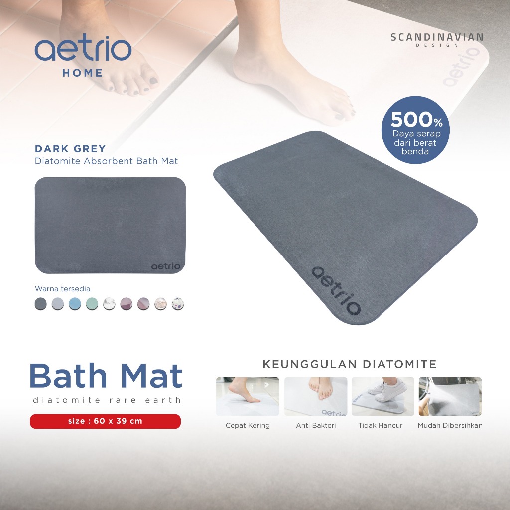 Jual DIATOMITE ABSORBENT MAT DARK GREY | BATH MAT | Shopee Indonesia