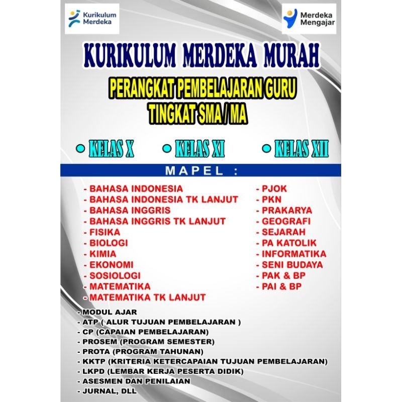 Jual Perangkat pembelajaran kurikulum merdeka Modul ajar SMA/MA | Shopee Indonesia