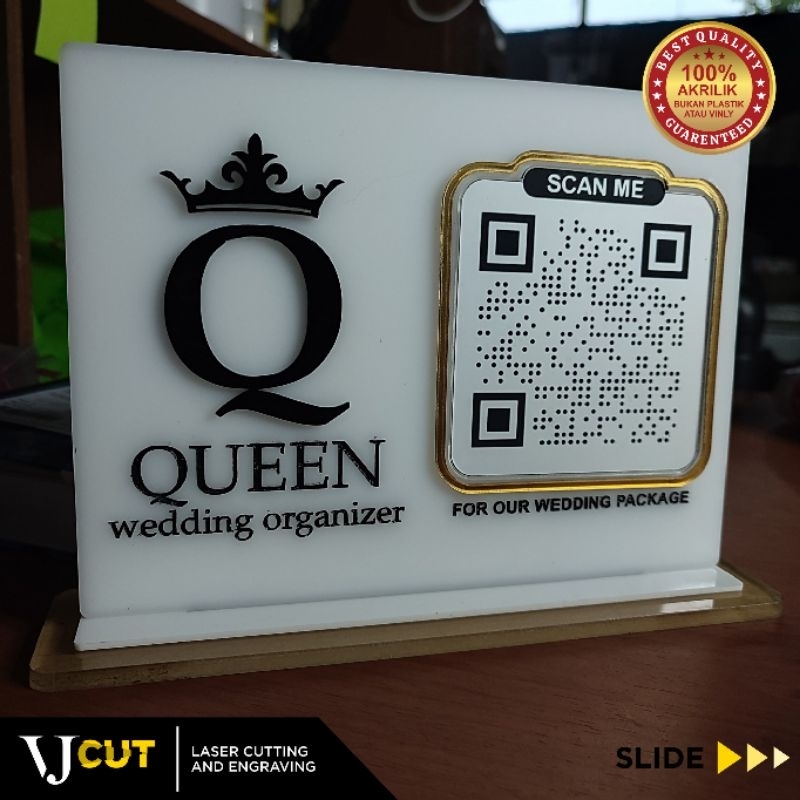 Jual QR barcode scan acrylic sign plakat meja nama meja kasir akrilik ...
