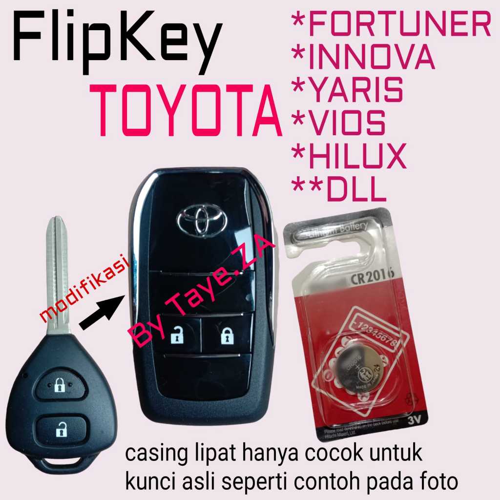 Jual Casing Kunci LIpat Flip Toyota Innova Fortuner Yaris Vios Hilux ...
