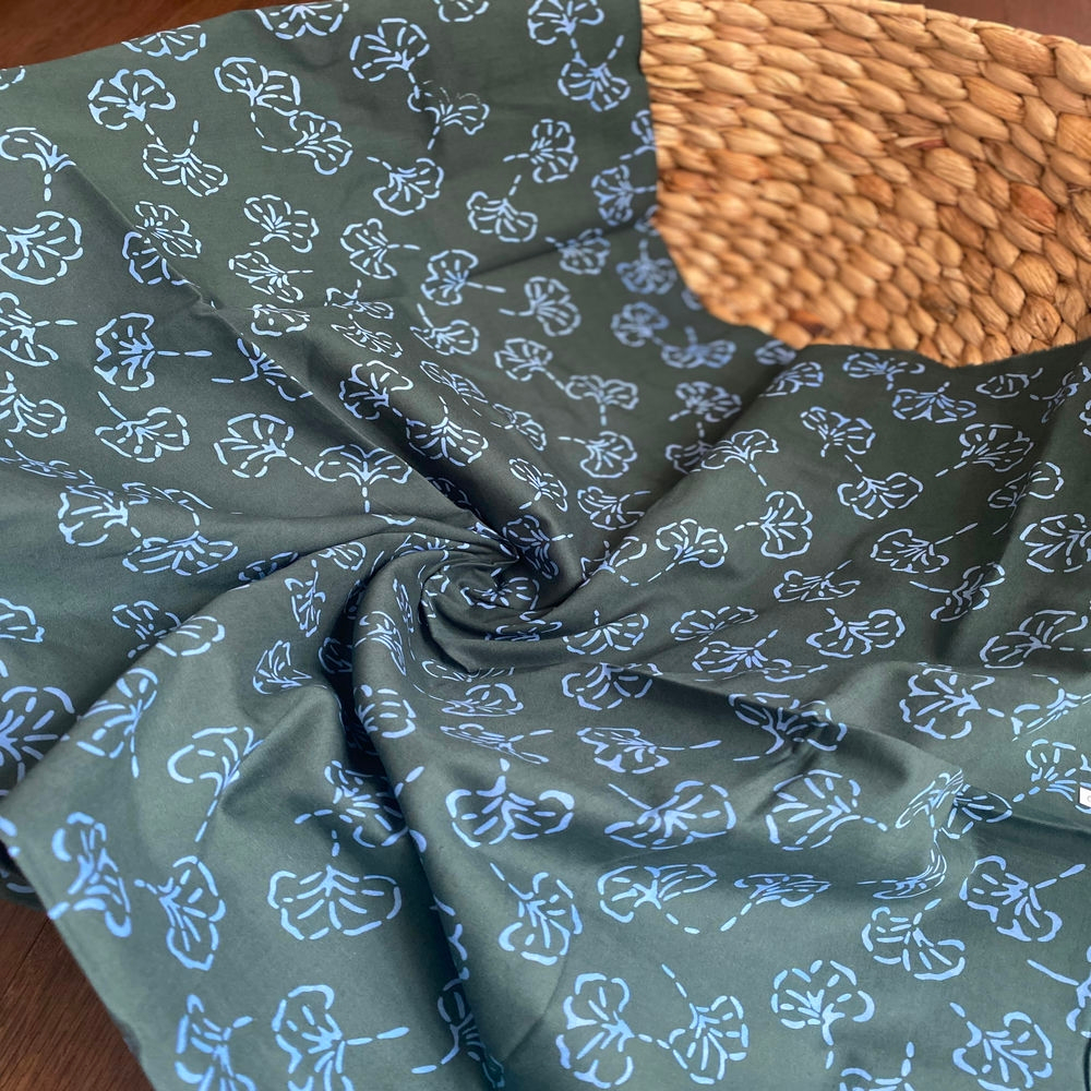 Jual Kain Batik Cap Katun Deep Olive Blue | Shopee Indonesia