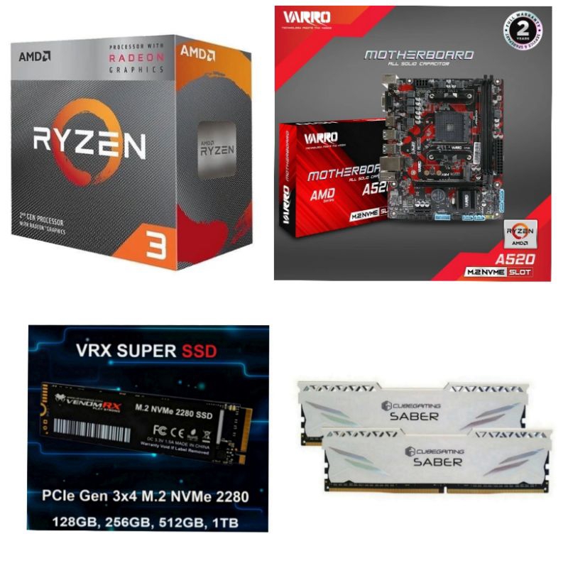 Jual Paket Processor Gaming AMD Ryzen 3 3200G Box DDR4 NVME A520 ...