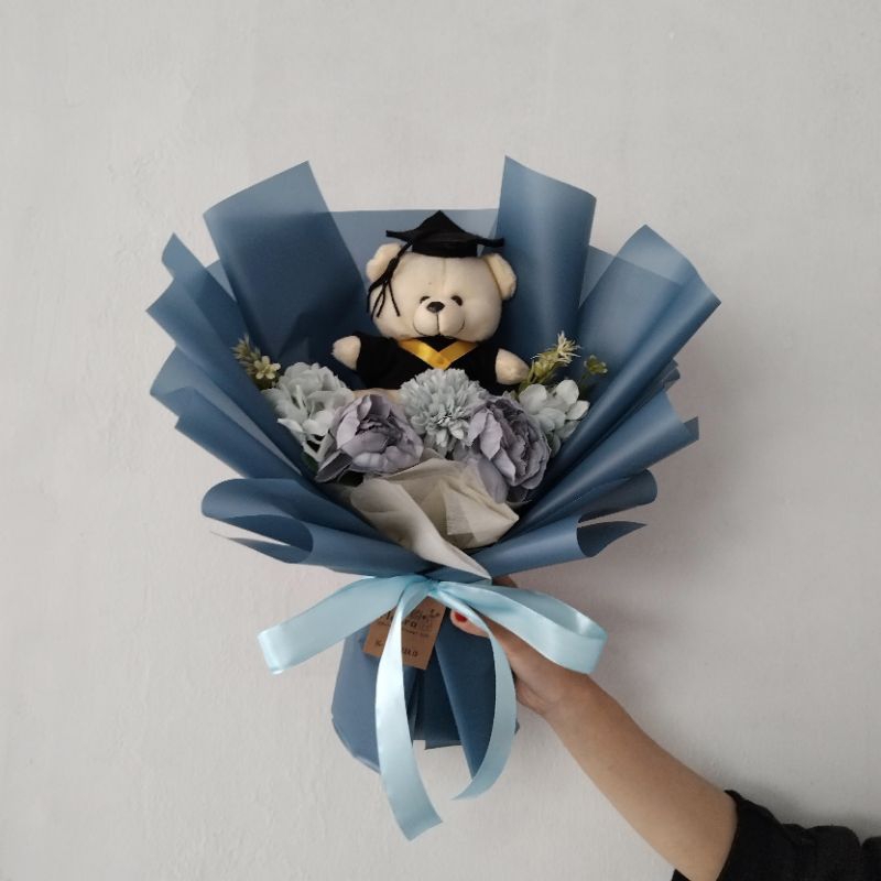 Jual (Ready) buket size S 40cm boneka bunga palsu bucket wisuda bouquet ...