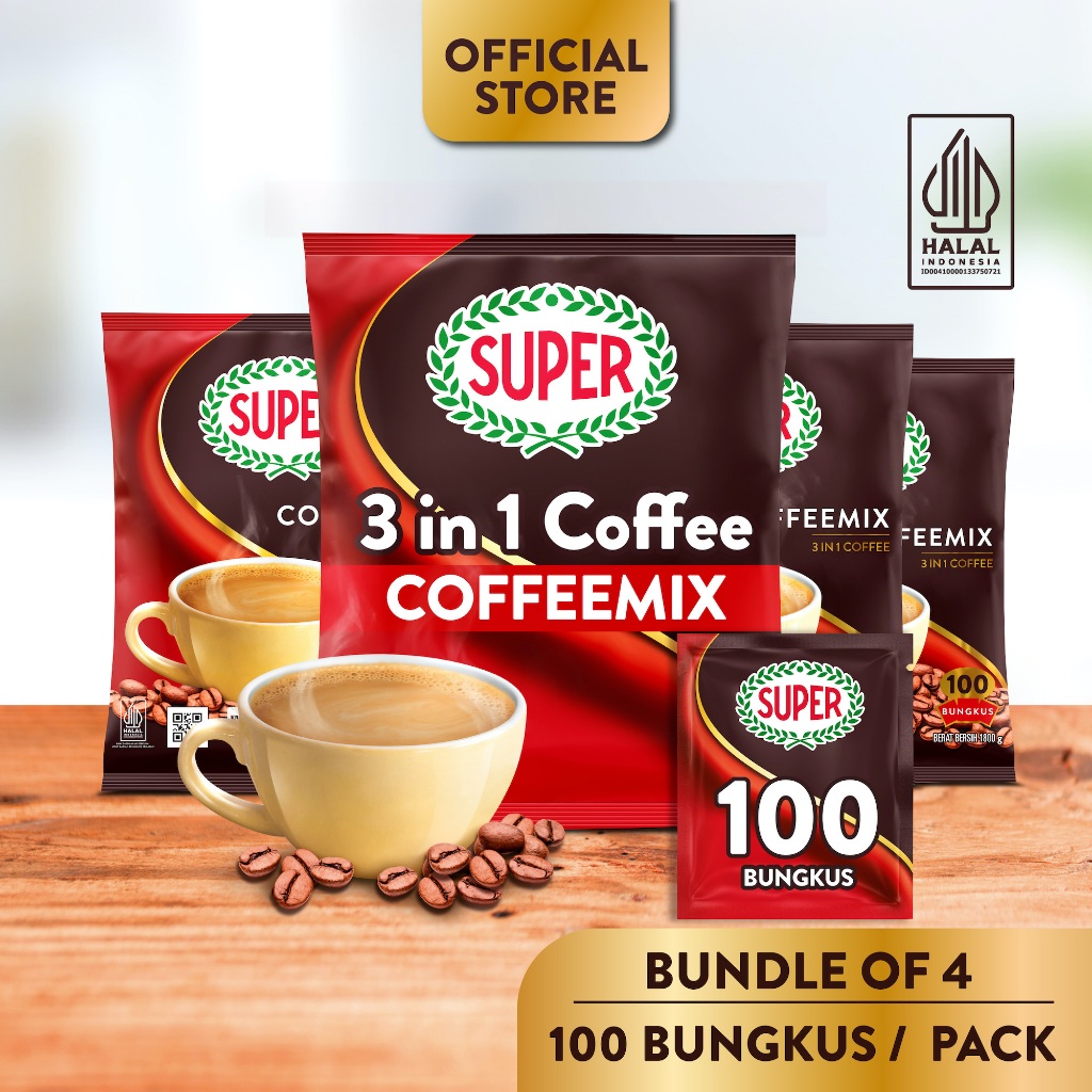 Jual (Bundle of 4) SUPER Coffeemix 3in1 Instant Coffee, 100 Sachets ...