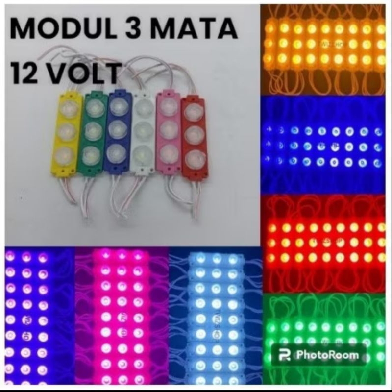 Jual Lampu LED Modul Module Strip Cob 3 Mata Besar Titik 12V 3w Watt ...