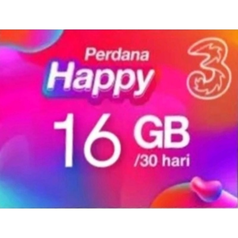 Jual (NEW PRODUCT) Kartu Perdana Tri Happy Three 8+8+2,5 gb/bulan ...