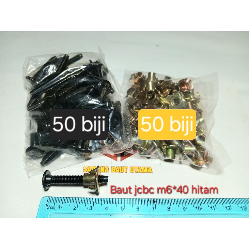 Jual 50 set Baut jcbc m6 x 40 (4 cm) Hitam Mur Cakar kunci L4 / Baut ...
