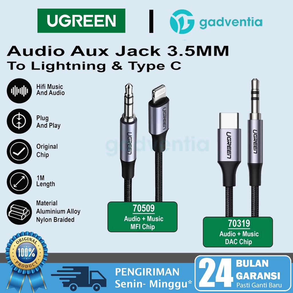 Jual Ugreen Kabel AUX Audio iPhone Untuk Iphone MFI Converter Lightning ...