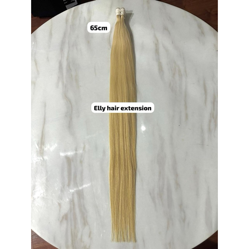 Jual hair extension rambut asli manusia BLONDE size 65cm | Shopee Indonesia