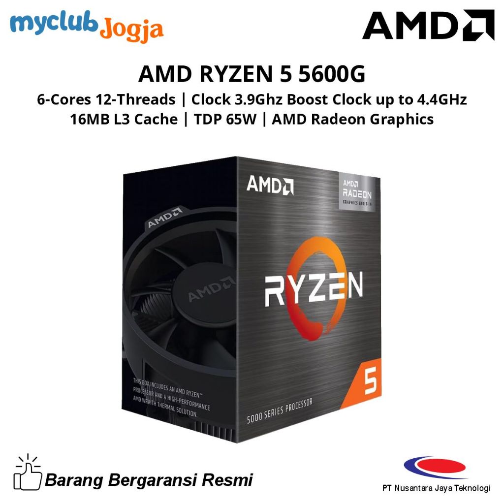 Jual CPU Processor AMD RYZEN 5 5600G 6-Cores 12-Threads | 3.9GHz up to 4.4GHz | Cache 16MB | AMD ...