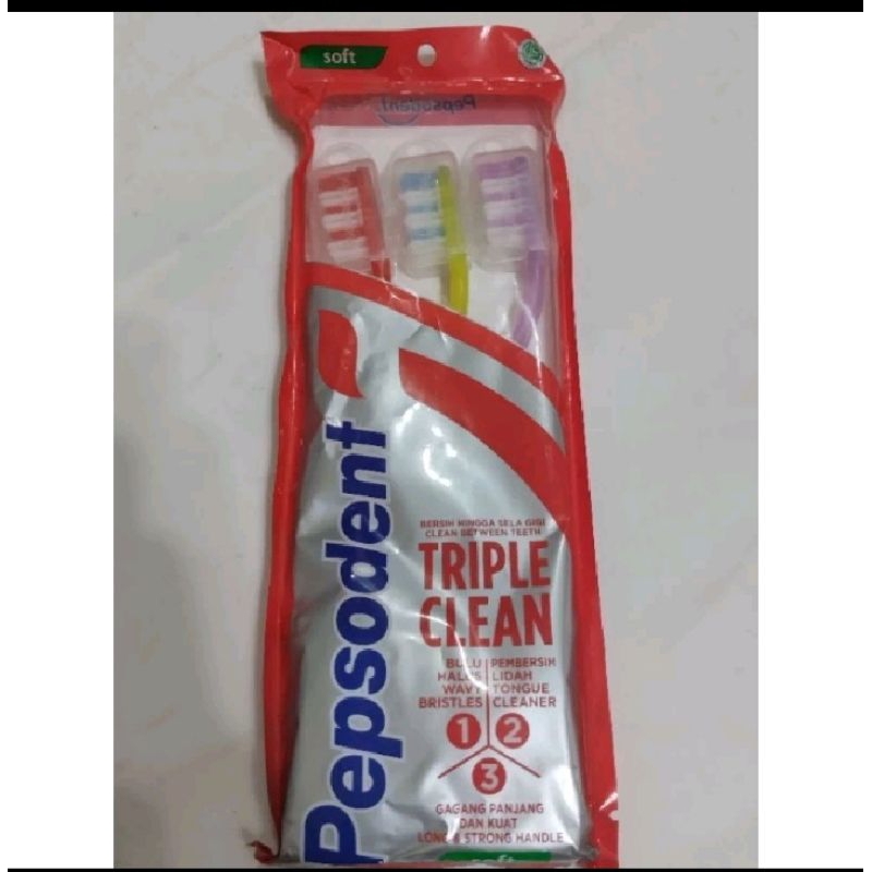 Jual Pepsodent Triple Clean isi 3 ( sikat gigi ) | Shopee Indonesia