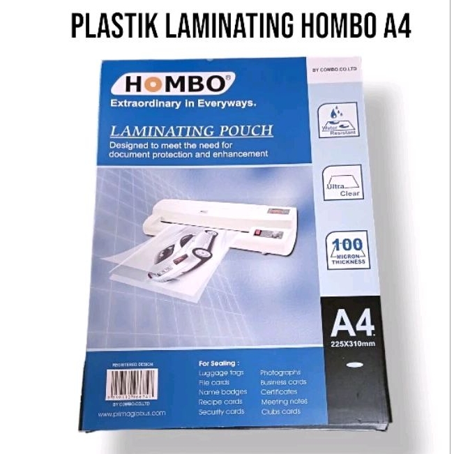 Jual plastik laminating pouch hombo A4 / F4 (100 lembar) | Shopee Indonesia