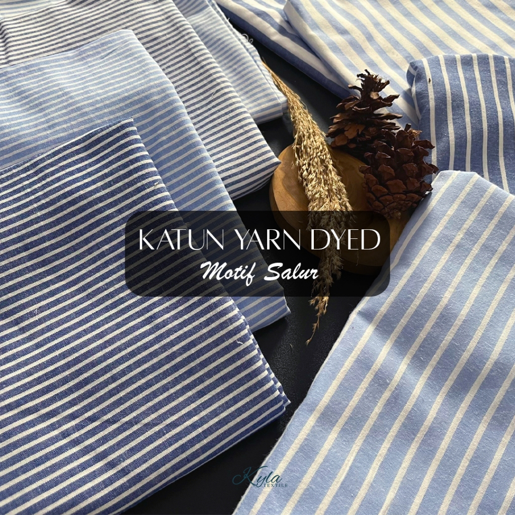 Jual 1/2 METER KATUN YARN DYED PREMIUM MOTIF SALUR | Shopee Indonesia