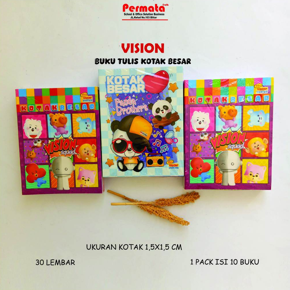 Jual Buku Tulis VISION Kotak Besar 30 Lembar 1 Pack Isi 10 Buku Murah ...