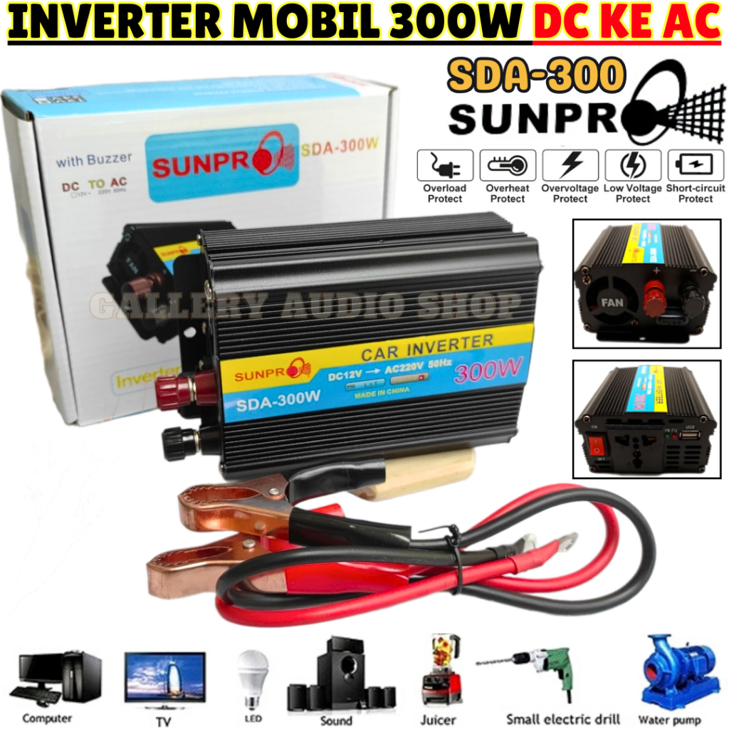 Jual Inverter Mobil Power DC To AC 300 Watt SUNPRO SDA-300 With USB 5V ...