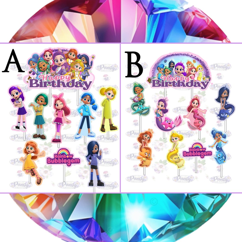 Jual Cake topper Rainbow Bubblegem + banner Birthday EKONOMIS | Shopee ...