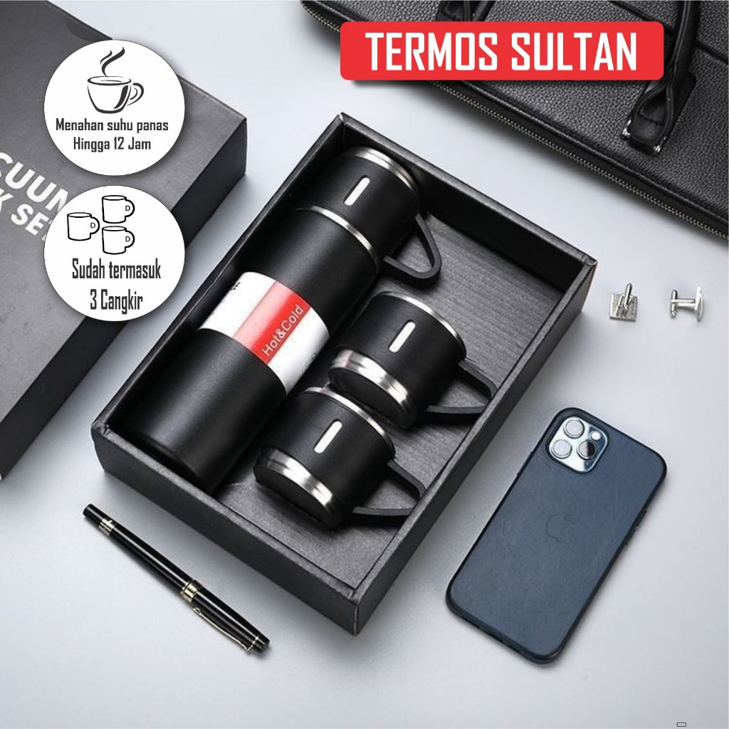 Jual BHNK - Termos SULTAN SET BOTOL VACUUM FLASK Travel Vacuum Set Box ...