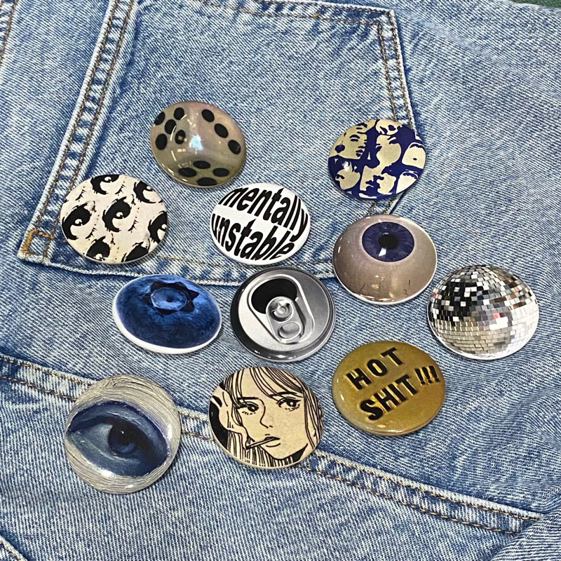 Jual pin button 44mm y2k blue aesthetic | retro grunge vintage button ...