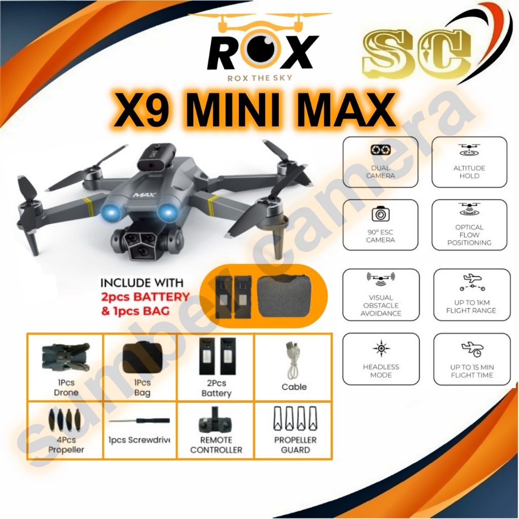 Jual ROX X9 Mini Max Drone HD Dual Camera WiFi FPV Combo Version ...