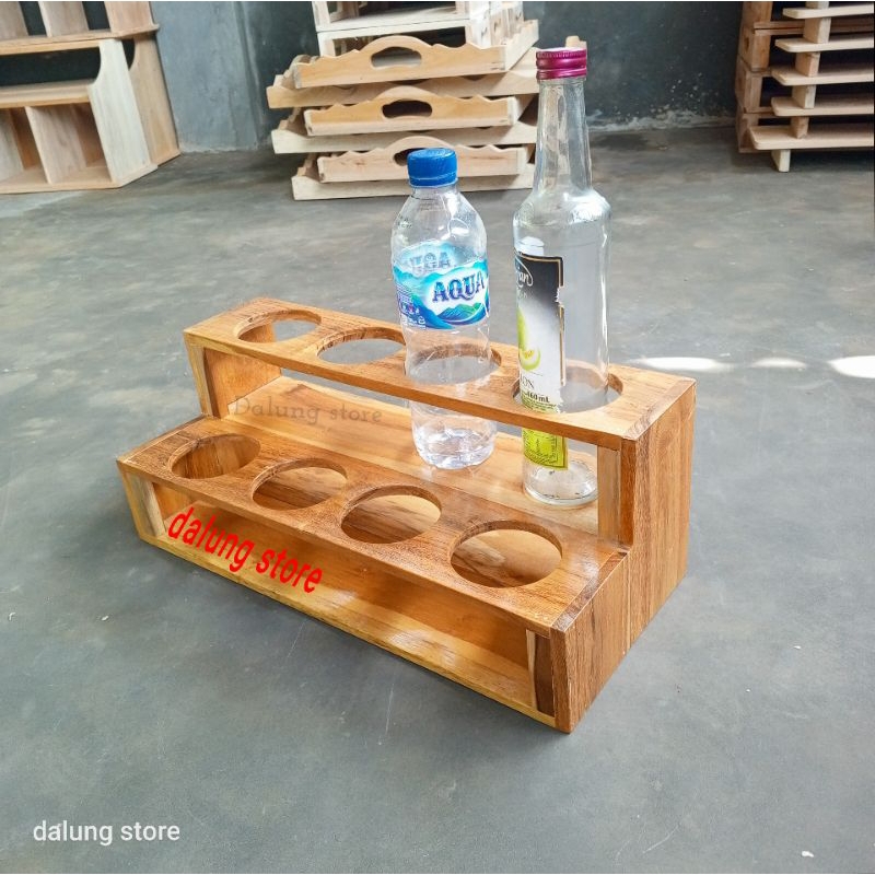 Jual rak kayu tempat penyimpanan minyak/gelas Oz/pop ice/cup jus/botol ...
