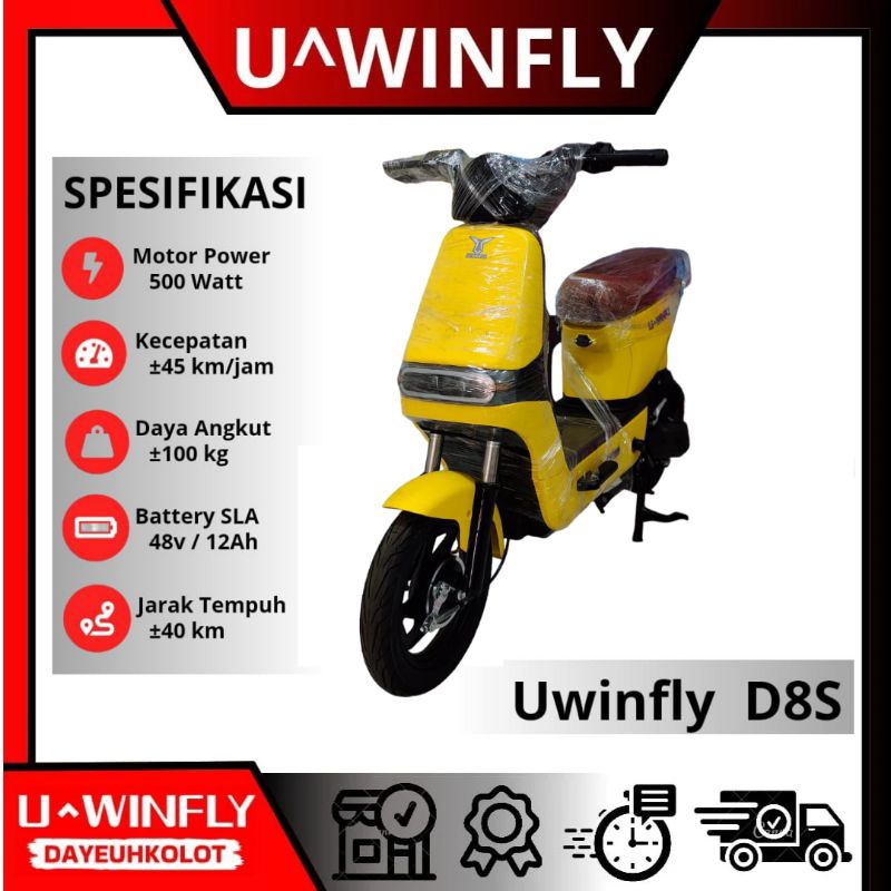 Jual Sepeda Listrik Uwinfly D8s Kuning 500Watt 48V 12Ah Garansi Resmi ...
