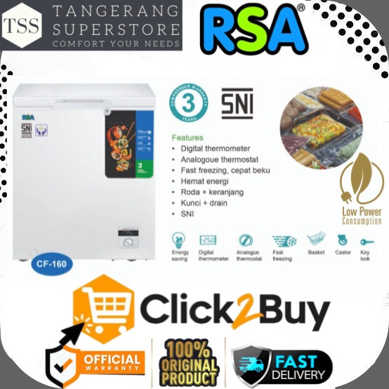 Jual RSA CHEST FREEZER CF-160 CF160 160 POWERFUL FREEZING 150L SUPER ...
