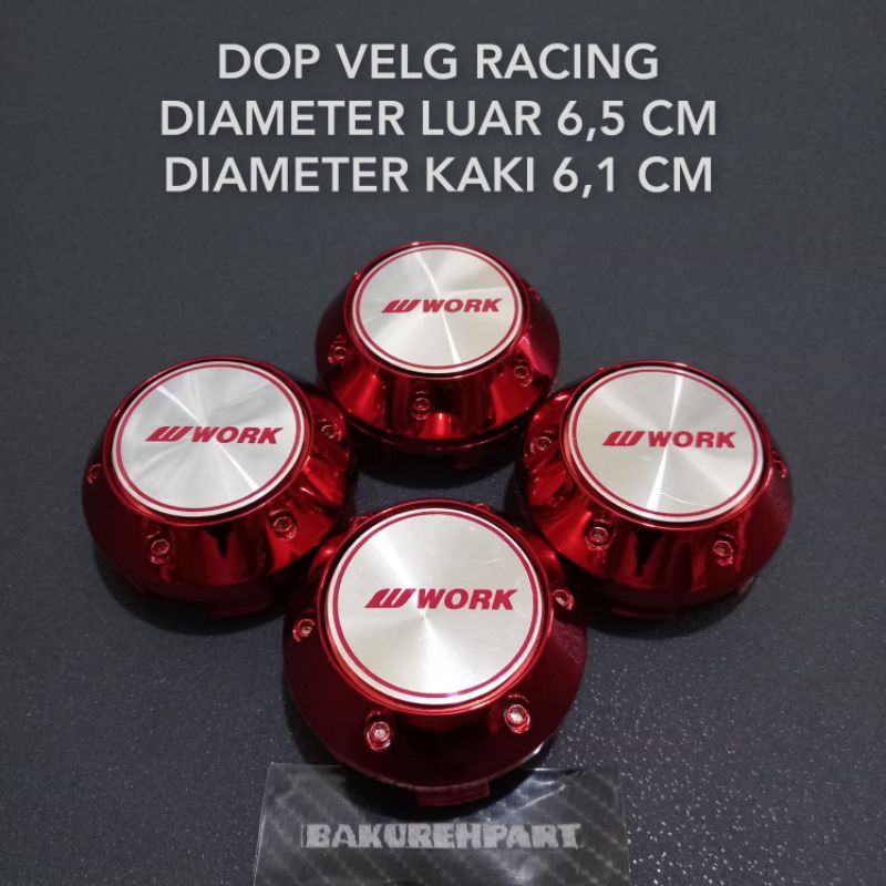 Jual Dop roda tutup velg mobil racing logo plat tulisan WORK merah ...