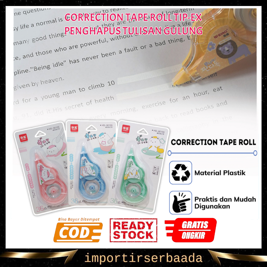 Jual IMP- Tipe-X / Correction Tape Roll Karakter Pita Koreksi Gulungan ...