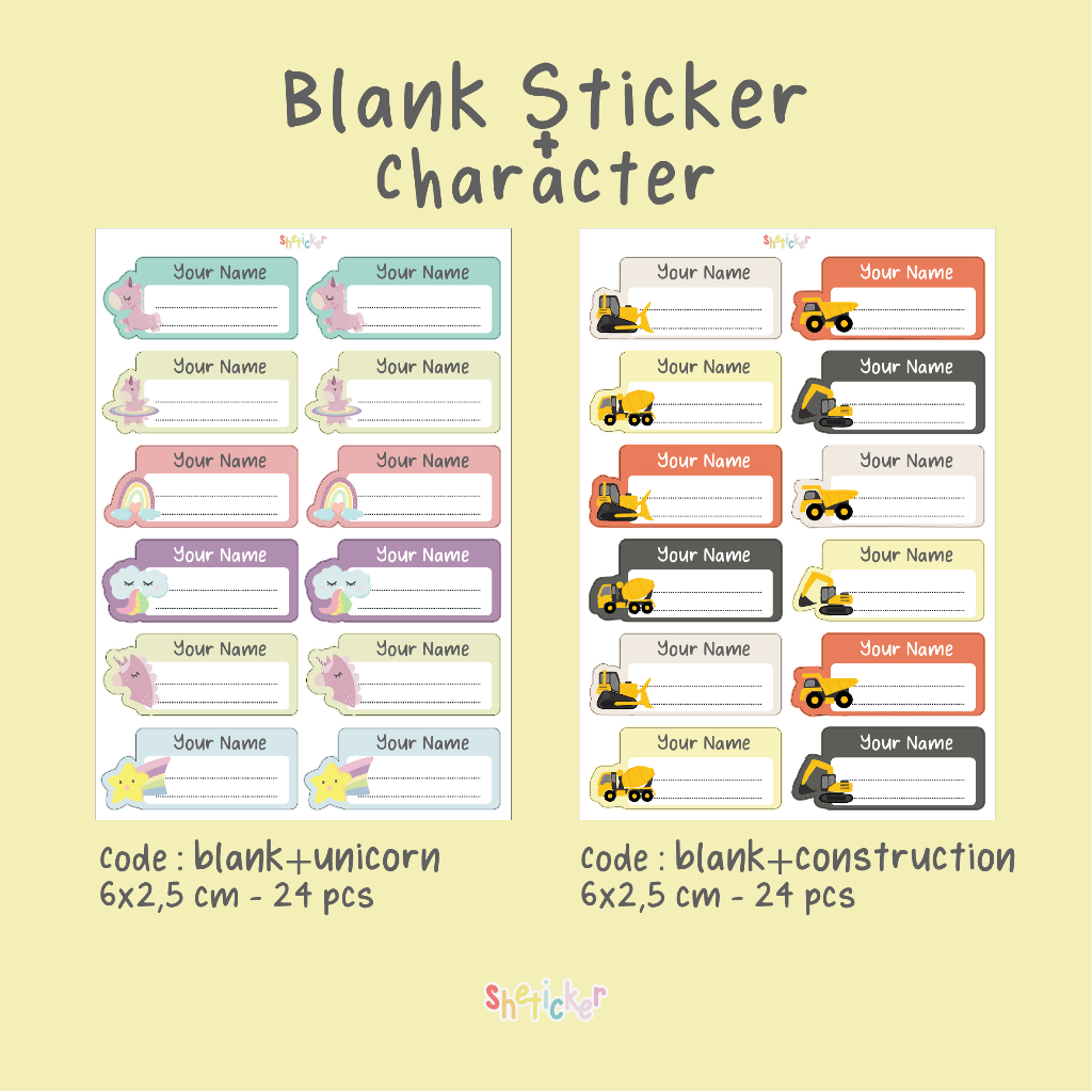 Jual Blank Sticker + Character SHETICKER (PO 3 HARI) | Shopee Indonesia