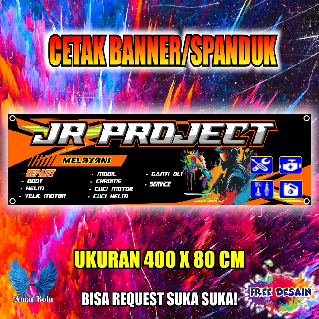 Jual Cetak Banner Cetak Spanduk Bengkel Repaint JR PROJECT Ukuran ...