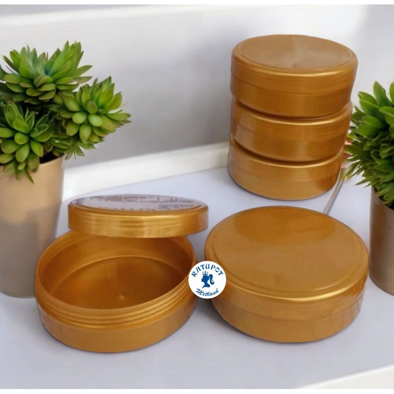 Jual pot 50 gr pot lulur pot pomade warna gold full | Shopee Indonesia