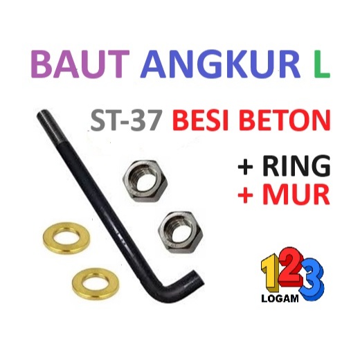 Jual Baut Angkur L (5/8) 16mm x 30 x 10 cm Bahan Besi Beton ST37 SNI ...