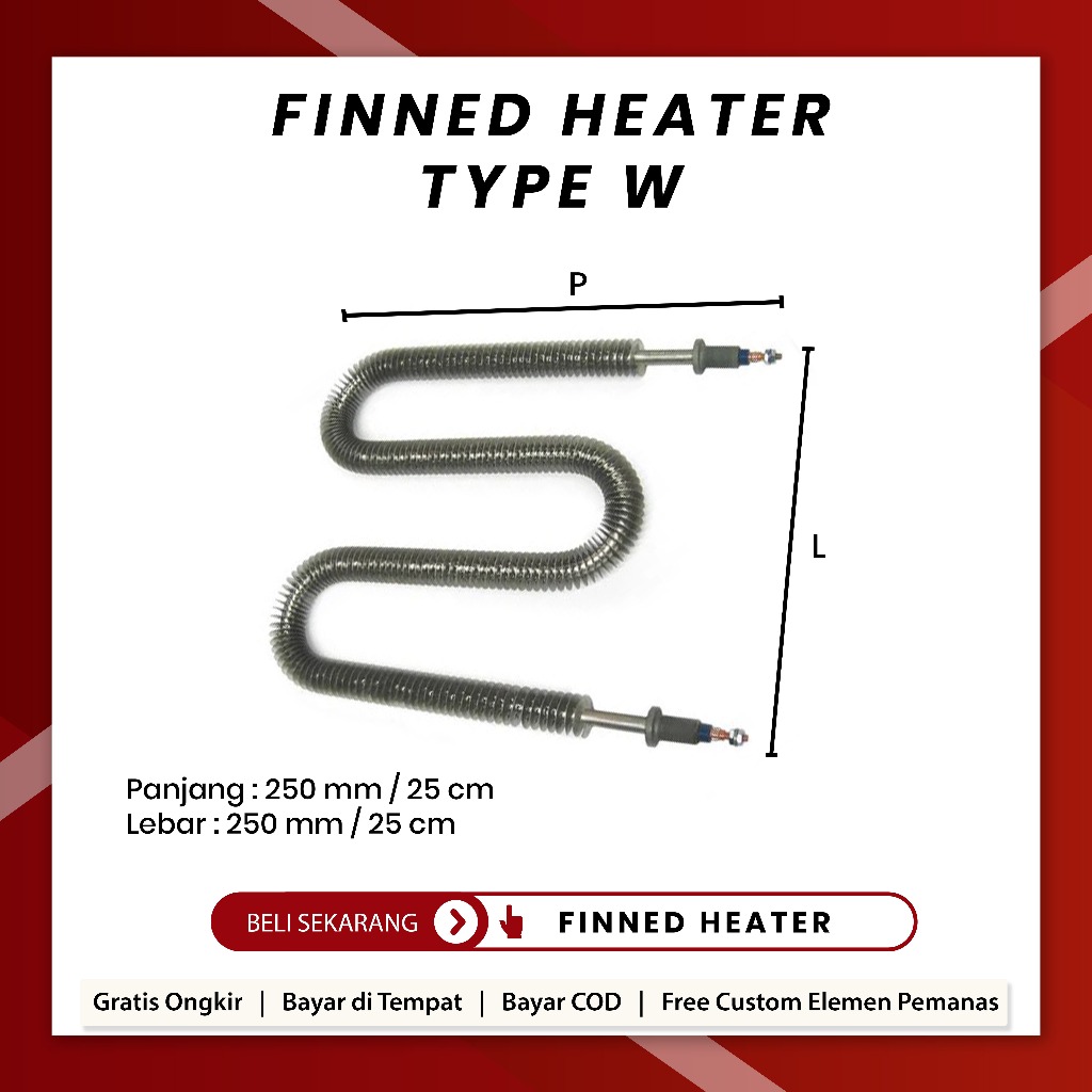 Jual Finned Heater Model Tipe W (250 mm x 250 mm) - Heating Elemen ...