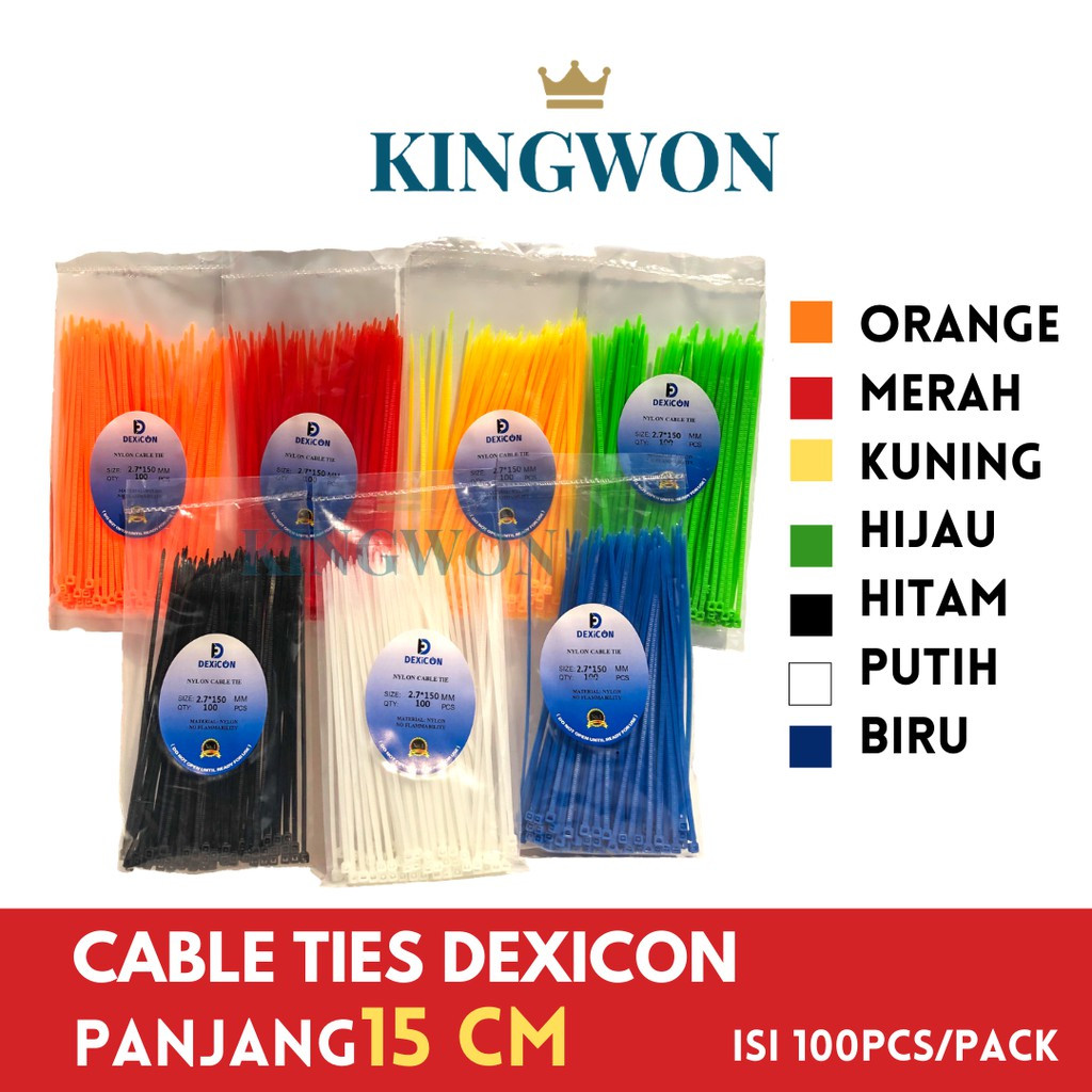 Jual Kabel Ties Hitam Putih 15 cm Kabel Tis Cable Tie 2.5X150 MM 1 Pack ...