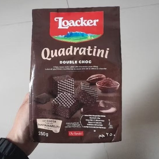 Jual Loacker Quadratini biskuit wafer coklat rasa DOUBLE CHOCOLATE ...